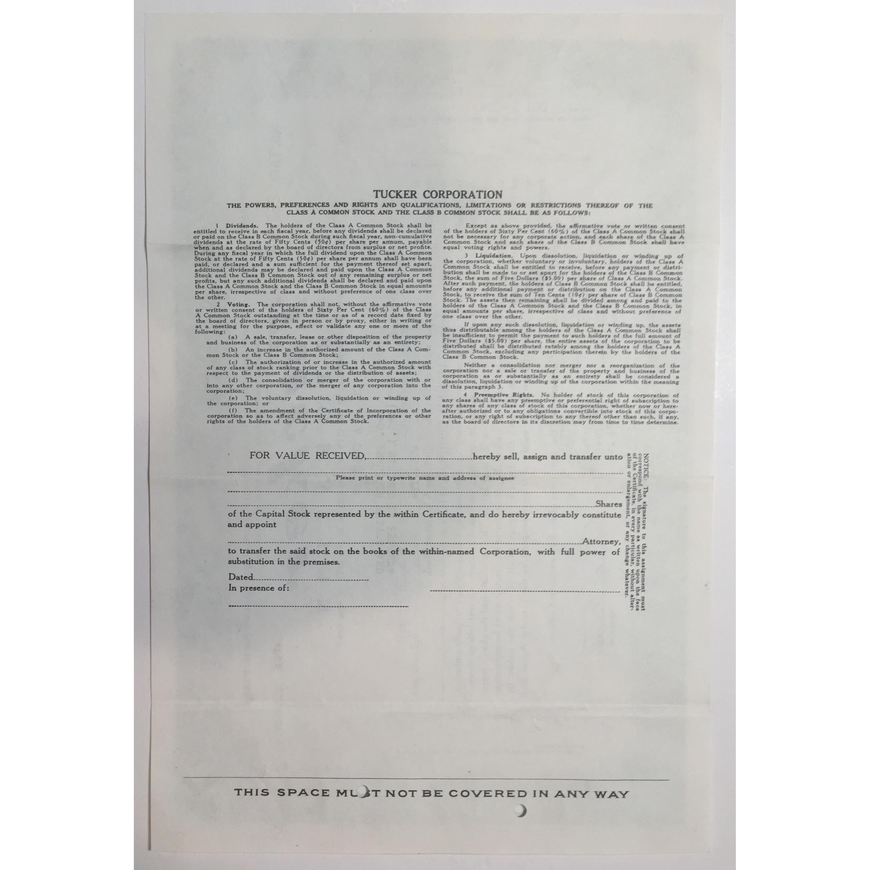 1947 Tucker Corporation – 20 Shares – Tokens-Girl Numismatics ... 1947 Tucker Corporation – 20 Shares – Tokens-Girl Numismatics ...